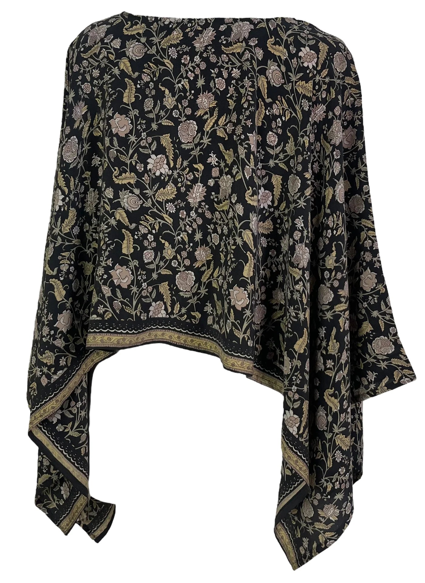 FLORAL BLACK SILK CAPELET PONCHO – Suttles & Seawinds