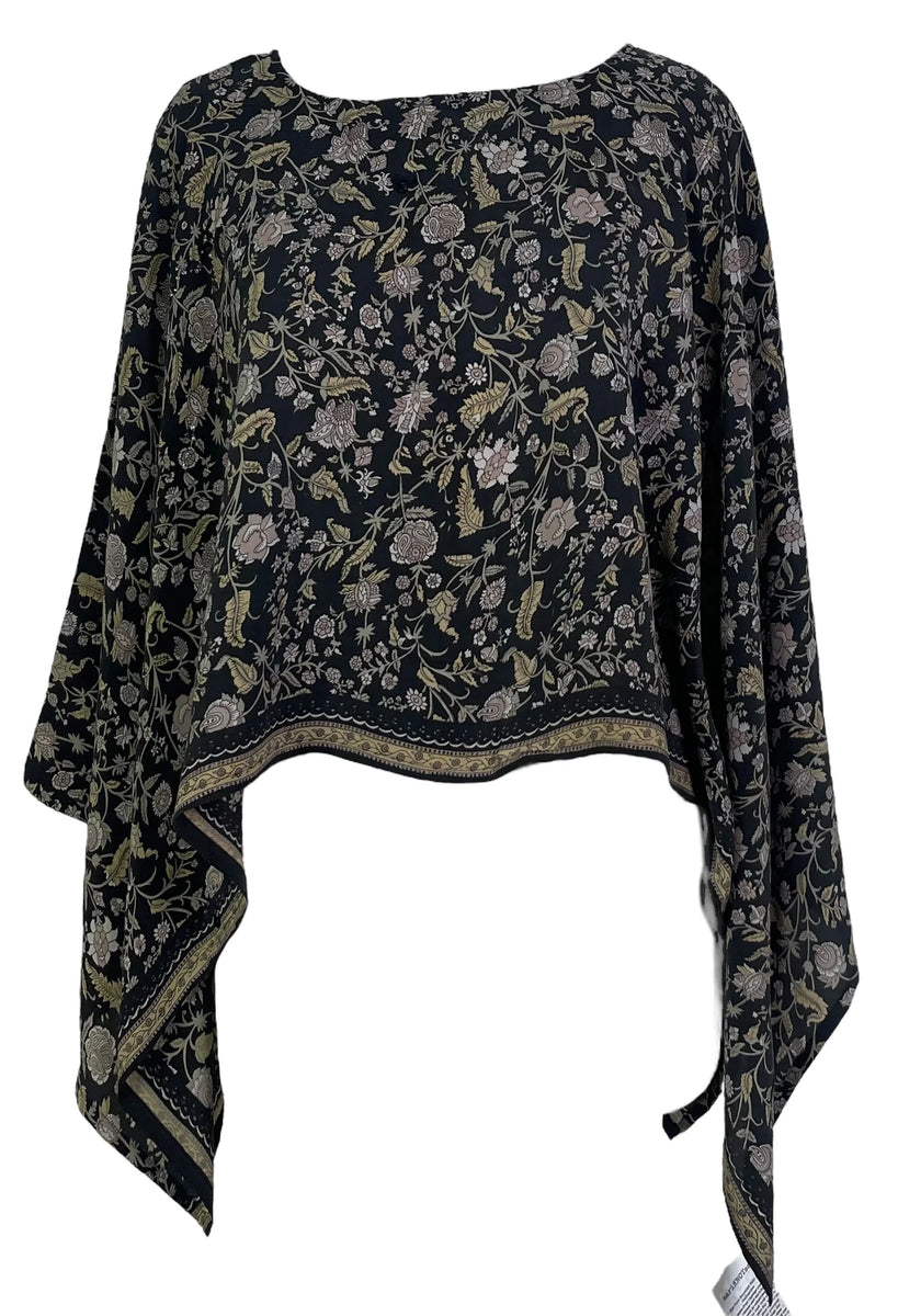 FLORAL BLACK SILK CAPELET PONCHO – Suttles & Seawinds