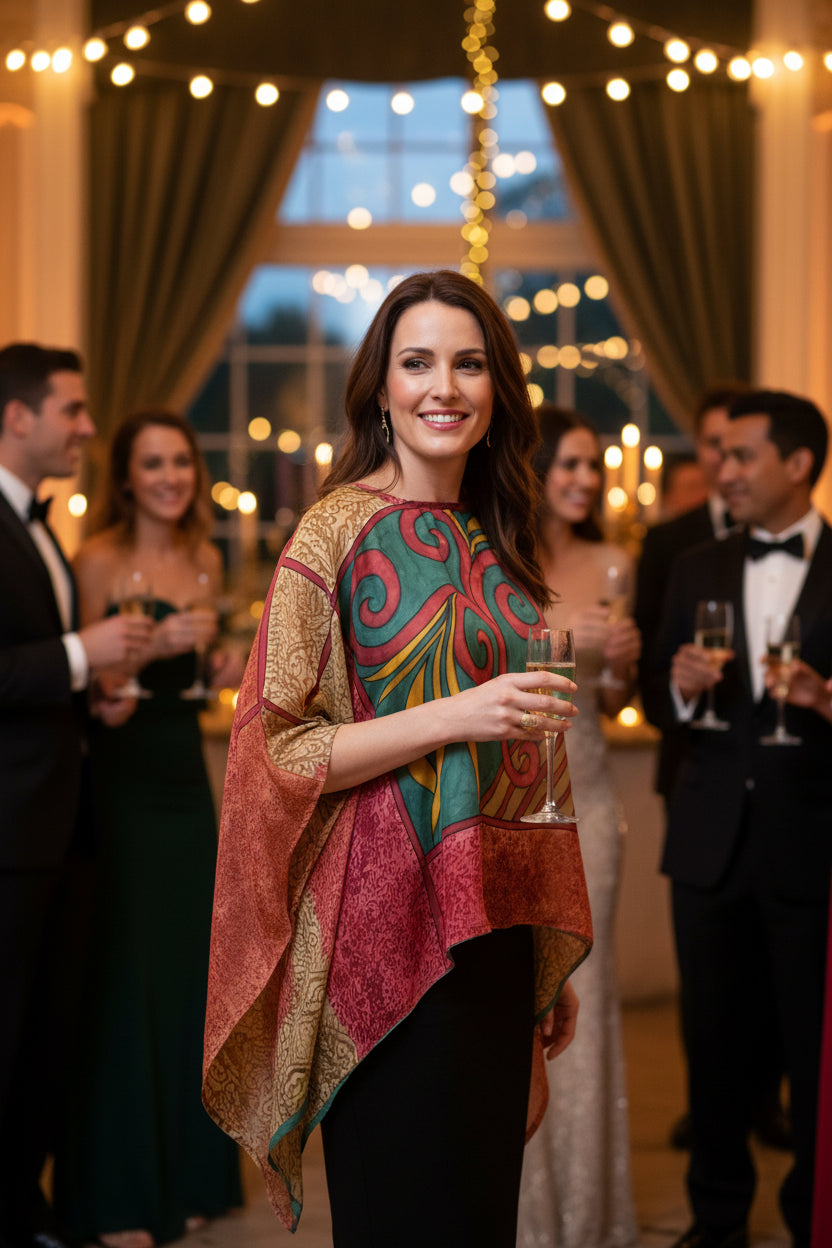 SWIRL SILK CAPELET PONCHO – Suttles & Seawinds